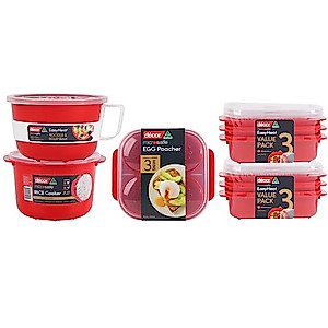 décor Microsafe Microwave Steamer, 93.0 oz, Red