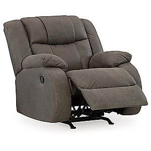 Signature Design by Ashley First Base Modern Faux Leather Rocker Recliner, Gray
