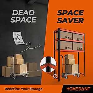 HOMEDANT House 5-Tier Orange-Black 48.1" W x 16.5" D x 71.3" H Laminated Metal Shelving Unit Adjustable Storage Utility Rack Heavy Duty Shelves Organization Shelf Kitchen Garage Pantry Closet 1Pack