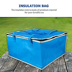 Hemoton Delivery Bag Insulated Food Delivery Bag Meal Grocery Tote Shopping Bag Hot Cold Thermal Insulated Food Carrier for Food Transport Travel Picnic Camping 35X35X24CM Blue Pizza Insulation Tote
