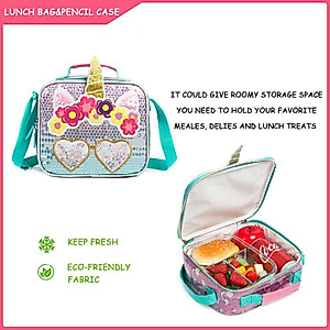 Oruiji Cute School Backpack for Girls Backpack with Lunch Box Girls Backpack for Elementary School Students Preschool Bookbag