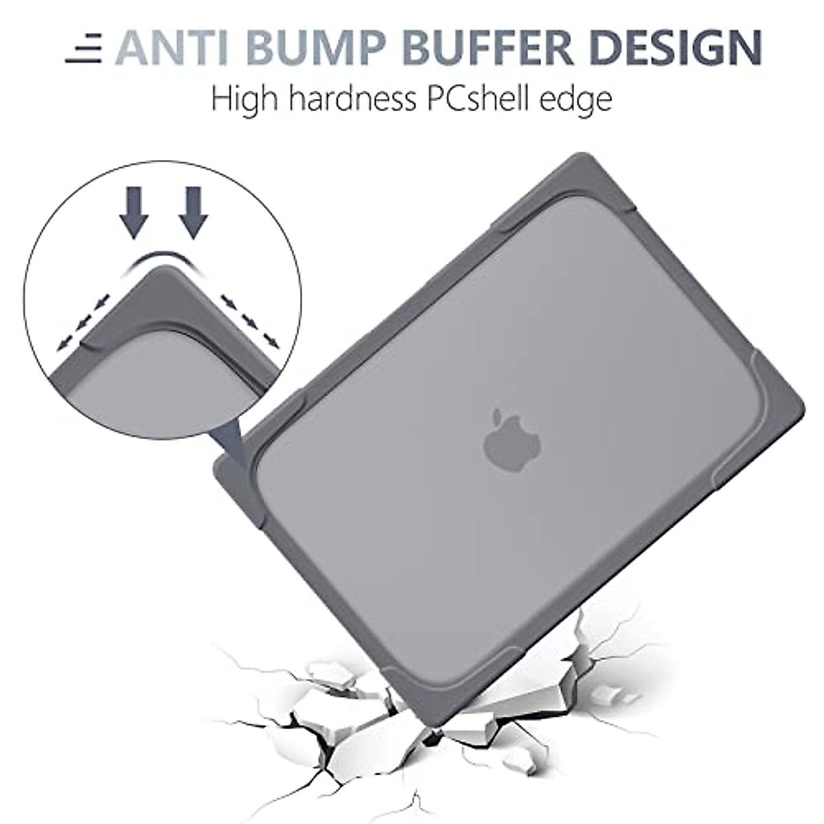 Batianda for MacBook Pro 13 inch Case 2022 2020 Release A2338 M2 M1 A2289 A2251, Heavy Duty Plastic Hard Shell Cover with Fold Kickstand Shockproof Function for New MacBook Pro 13-inch Touch Bar, Grey