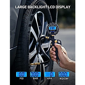 AstroAI Digital Tire Pressure Gauge with Inflator, 250 PSI Air Chuck and Compressor Accessories Heavy Duty with Quick Connect Coupler, 0.1 Display Resolution, Car Accessories for SUV, Truck, RV