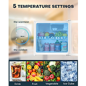 Upstreman 1.7 Cu.ft Mini Fridge with Freezer, Dorm Essentials, Adjustable Thermostat, Energy Saving, Low Noise, Single Door Compact Refrigerator for Dorm, Office, Bedroom, White-FR17