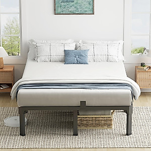 Superay California King Bed Frame with Mattress Slide Stopper, 14 Inch Metal Platform Bed Frame, Heavy Duty Tall Bed Frame No Box Spring Needed with Large Storage Space, Easy Assembly, Noise Free