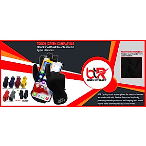 Cycling Gloves 100% Waterproof Touch Screen Unisex Gloves | Fleece Gloves for Men Women | Full Finger Gloves | Touch Screen Gloves with Hipora Ideal for Cycling Running Driving Hiking (Black-XS)