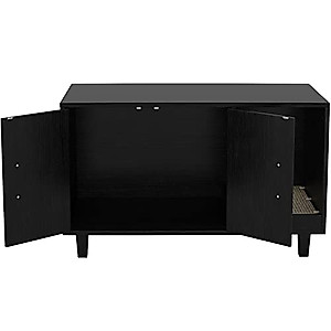 GDLF Modern Wood Pet Crate Cat Washroom Hidden Litter Box Enclosure Furniture House as Table Nightstand with Scratch Pad,Stackable (Black)