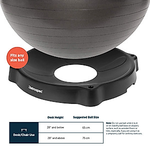 Retrospec Exercise Ball Base Workout Accessory, Alternative to Office Desk Chair or Pregnancy Birthing Ball; Fits 55, 65, 75cm Exercise Balls; Compatible with Resistance Bands; 1 pc, Black (3567)