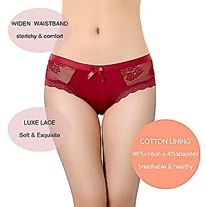 LEVAO Womens Bikini Panties Underwear Lace Hipster Seamless Sexy Hi Cuts Pack 6