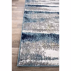 Rugshop Modern Abstract Waves Area Rug 7'10" x 10' Blue