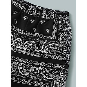 SOLY HUX Boys Boho Paisley Print Short Sleeve T Shirt and Shorts Set 2 Piece Outfits Black and White Paisley 13-14Y