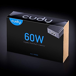 Cudy POE300 60W Gigabit Ultra PoE+ Injector, Up to 60W Ultra Power Supply, 10/100/1000Mbps Shielded RJ-45, IEEE 802.3af/802.3at Compliant, Not Support 802.3 bt/ PoE++/ Passive PoE, Metal housing