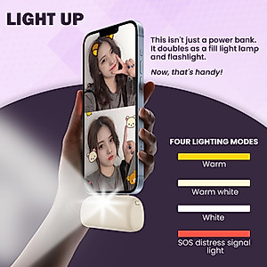 Bangcheer Portable Charger 5000mAh Upgrade Power Bank Fast Charging and PD 10W Input Small Docking Battery with LED Display & LED Fill Light Compatible with iPhone/Airpods (Apricot)
