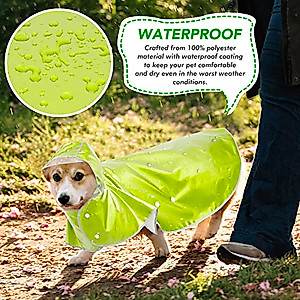 Weesiber Dog Raincoat Waterproof, Reflective Dog Rain Jacket Coat with Transparent Brim Hood, Adjustable Lightweight Puppy Poncho Slicker S M L XL XXL (Medium, Green)