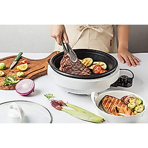Aroma Housewares ASP-137 Grillet 3Qt. 3-in-1 Cool-Touch Electric Indoor Grill Portable, Dishwasher Safe, 3-Quart, White