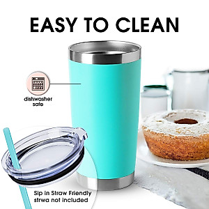 HASLE OUTFITTERS 20oz Tumblers Bulk Stainless Steel Cup with Lid Double Wall Vacuum Insulated Coffee Mug for Cold & Hot Drinks 1 Pack, Light Blue