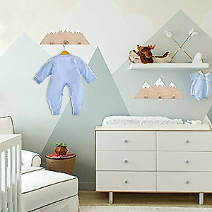 Huray Rayho Mountain Peak Wall Hook Wooden Snowy Mountain Kids Nursery Decor Woodland Adventure Entrance Coat Towel Hook Scandinavian Rustic Hanging Decors Housewarming Newborn Baby Shower Gifts