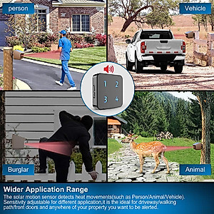 Driveway Alarms- 1/2Mile Solar Driveway Alarm System- Up to 70FT Wide Sensor Range- Fully Weatherproof Outdoor Motion Sensor&Detector DIY Security Alert System-1 Receiver and 2 Sensors KIT