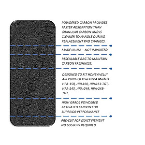 CoreCarbon 4-Pack Carbon Pre-Filter Designed to Fit Honeywell True HEPA Air Purifier Models HPA-150, HPA160, HPA161-TGT, HPA-245, HPA-249, HPA-248-TGT