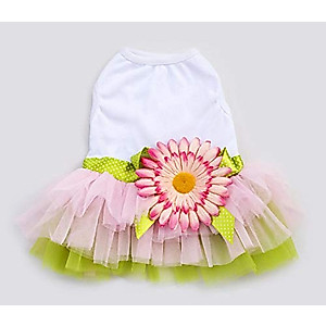Clopon Girl Dog Birthday Outfit Dresses for Cats Puppy Clothes for Small Dogs Cute Dresses for Tiny Puppy Pink S