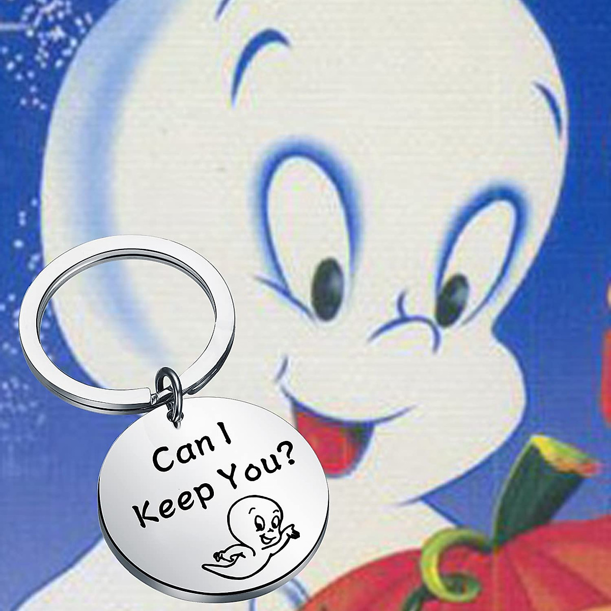 FAADBUK Cartoon Inspired Gift Ghost Keychain Can I Keep You Halloween Horror Gift (Can I Keep You)