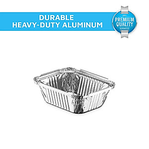 MontoPack Disposable Takeout Pans with Clear Lids | 1lb Capacity Aluminum Foil Food Drip Containers with Strong Seal for Freshness & Spill Resistance | Earth, Eco-Friendly & Recyclable 100Pack 5x4”