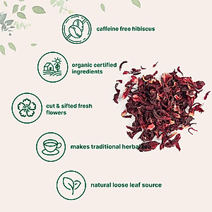 Micro Ingredients Organic Hibiscus Flowers, 2lbs (450+cups) | Flor de Jamaica, Loose Leaf Tea for Hibiscus Tea Bags | Cut & Sifted Dried Leaves | Caffeine Free, Non-GMO, No Sugar