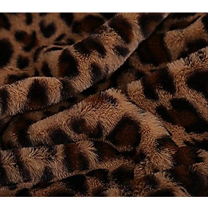MYRU Velboa Super Soft Leopard Blanket Double Layer Bedding Thick Sofa Cover Furry Fuzzy Fax Fur Throw Blanket (Brown,51 x 63 Inch)
