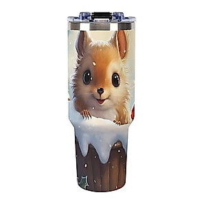Squirrel 40 Oz Car Cup Stainless Steel Travel Mug Leak-Proof Insulated Tumbler with Handle Deep Blue-style