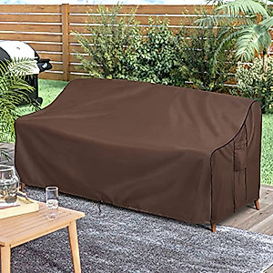 BRIVIC Patio Furniture Covers Waterproof for Sofa, Outdoor loveseat Covers Fits up to 54W x 38D x 35H inches, Brown