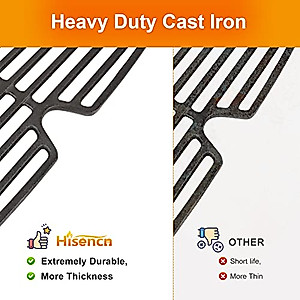 Hisencn Grill Cooking Grates for Nexgrill 820-0072 Fortress 2-Burner Table Top Portable Propane Gas Grill, Cast Iron Grill Grid Replacement Parts Outdoor BBQ Repair Kit (2 Pack)
