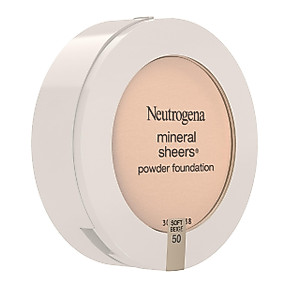 Neutrogena Mineral Sheers Compact Powder Foundation, Lightweight & Oil-Free Mineral Foundation, Fragrance-Free, Soft Beige 50.34 oz