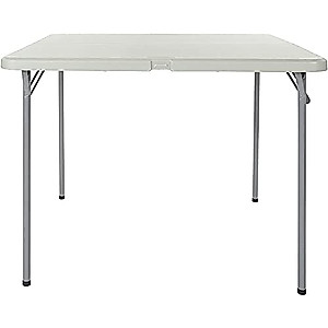 Office Star Resin 5-Piece Folding Square Table and Chair Set, Light Grey