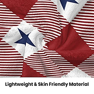 FJPT July 4th Throw Blanket Red White and Blue Stars Patriotic Party Blanket Lightweight Fuzzy Plush Cozy Soft Blanket for Travel Couch Bed Sofa Gift 30"X40"