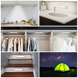 SOKOSEY Motion Sensor Under Cabinet Lights 40 LED USB Rechargeable Battery Operated LED Closet Light, Wireless Magnetic Dimmable Under Cabinet Lighting for Wardrobe,Closets,Cabinet,Cupboard 4 Pack