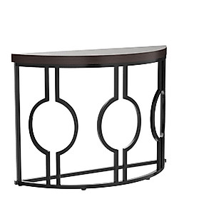 Tribesigns Half Moon Console Table for Entryway, 43 Inch Industrial Semi Circle Sofa Table with Geometric Base, Wood Accent Table for Living Room, Hallway, Foyer, Entrance, Rustic Brown