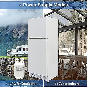 Smad Propane Refrigerator with Freezer 6.1 cu.ft, 2 Way RV Refrigerator for Offgrid, Cabin, Boat, RV, Camper Gas Fridge, White