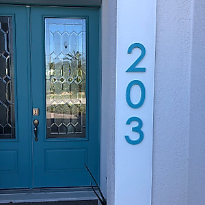 Aqua House Numbers for Mailbox Post, 4 Inches tall, plastic with stainless steel screws included (B)