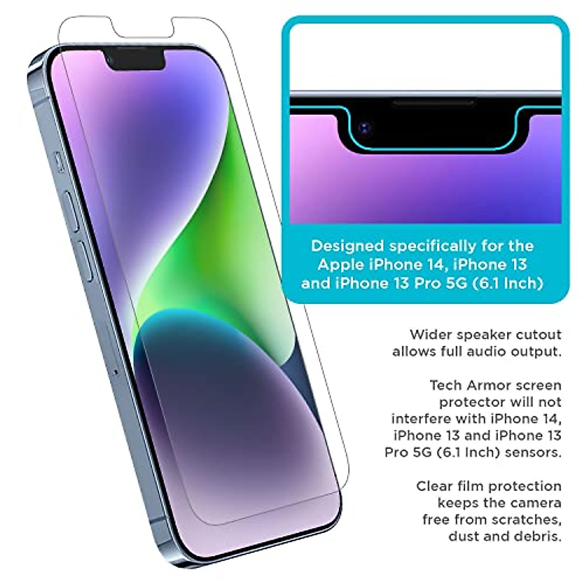 Tech Armor 4 Pack HD Clear Film Screen Protector Compatible for Apple NEW iPhone 14 (2022), iPhone 13 and iPhone 13 Pro (2021) 5G 6.1 Inch