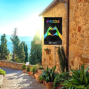 Pride Garden Flags Double Sided Gay Lesbian LGBTQ Pride Progress Flag Pansexual Yard Flag for Outdoor Decoration 12.5 x 18 Inch