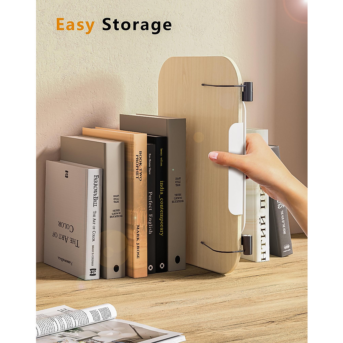 Book Stand for Reading, Amasrich Adjustable Holder with 360° Rotating Base & Page Clips, Foldable Desktop Ricer for Cookbook,Sheet Music,Laptop,Recipe,Textbook,Hands Free,Wood,Aluminium