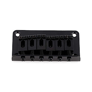 Metallor Top Load Guitar Bridge Tailpiece Fixed Hardtail Saddle Bridge Compatible with 6 String Fender Strat Tele Style Electric Guitar Parts Black.