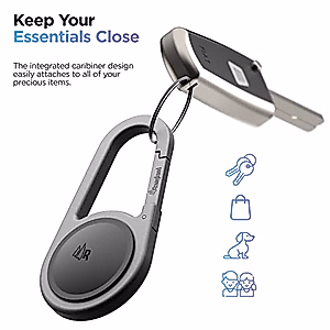 RANGLAND Carabiner AirTag Holder with Keychain - Ultra Durable Shockproof/Waterproof Case with Spring-Loaded Clip (Designed for Apple AirTag) (Aluminum)