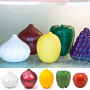 Generic Vegetable Shaped Storage Box,Plastic Storage Container,Green Pepper Refrigerator Storage Box,Reusable Vegetable Fruit Container(Garlic), AM0XEB0JY1JUS
