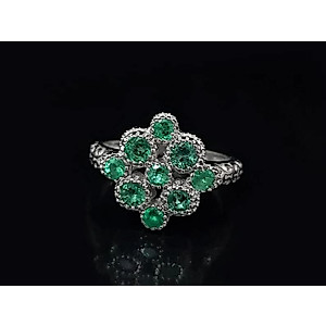 RKGEMS Natural Emerald Ring in 925 Sterling Silver, Genuine Emerald Gemstone-Gift for her-Emerald Jewelry-Rings For women,7 US