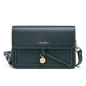 Cnoles Small Crossbody Shoulder Bag for Women Genuine Leather Cell Phone Bags Card Holder Wallet Purse and Handbags Green