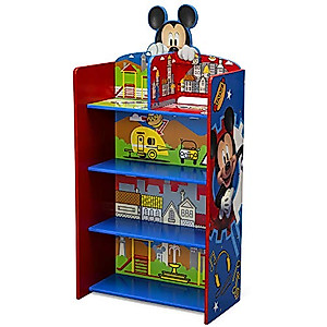 Delta Children Wooden Playhouse 4-Shelf Bookcase for Kids, Mickey Mouse