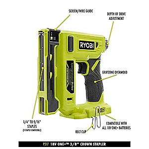 Ryobi 18-Volt ONE+ Cordless Compression Drive 3/8 in. Crown Stapler (Tool Only) P317