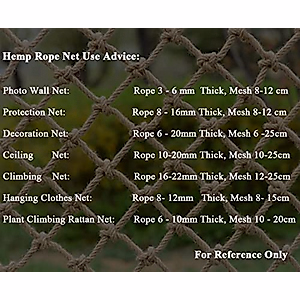 Safety Anti-Fall Fence Net for Children Pet Cat, Home Kindergarten Protection Rope Netting, Wear-resistant Car Cargo Twine Net, Children's Net Staircase Guardrail Net ( Color : 6mm/12cm , Size : 3x7M(