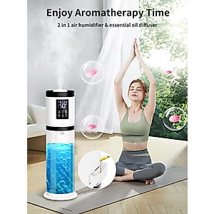 Humidifiers for Bedroom Large Room, 8L Large Capacity Cool Mist Humidifier, Air Humidifiers for Home, Smart Humidity Setting, Easy Top Fill, Sleep Mode, Essential Oil Box & Ambient Light, Auto Shutoff